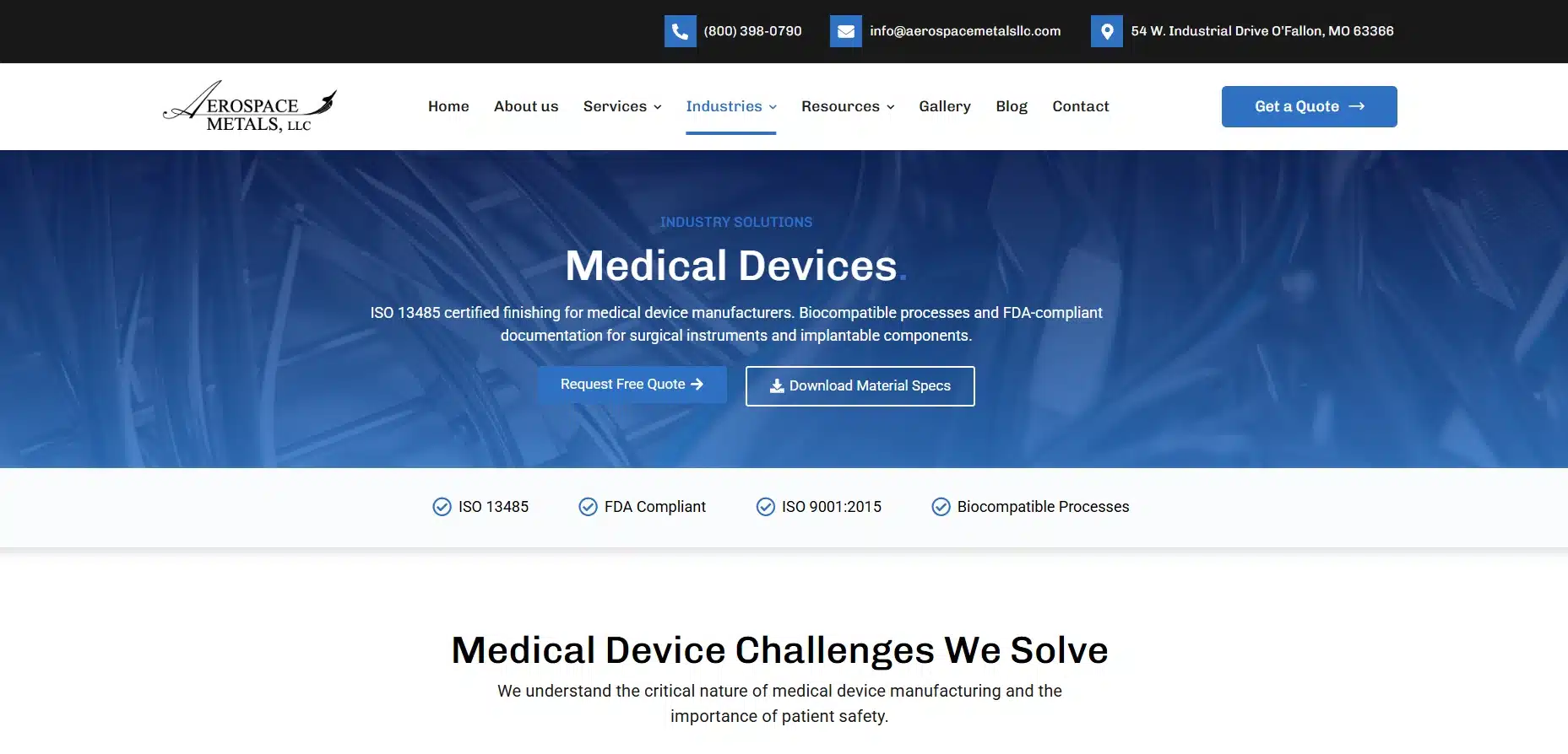 Medical Device Metal Finishing | Aerospace Metals LLC